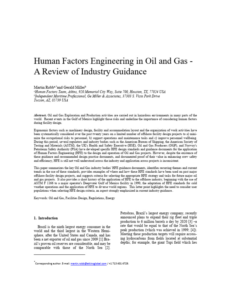 Human Factors in Oil and Gas Design | PDF | Human Factors And ...