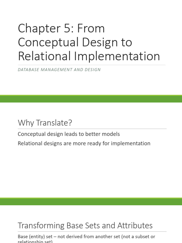 Chapter 5 From Conceptual Design To Relational Implementation Pdf Relational Model