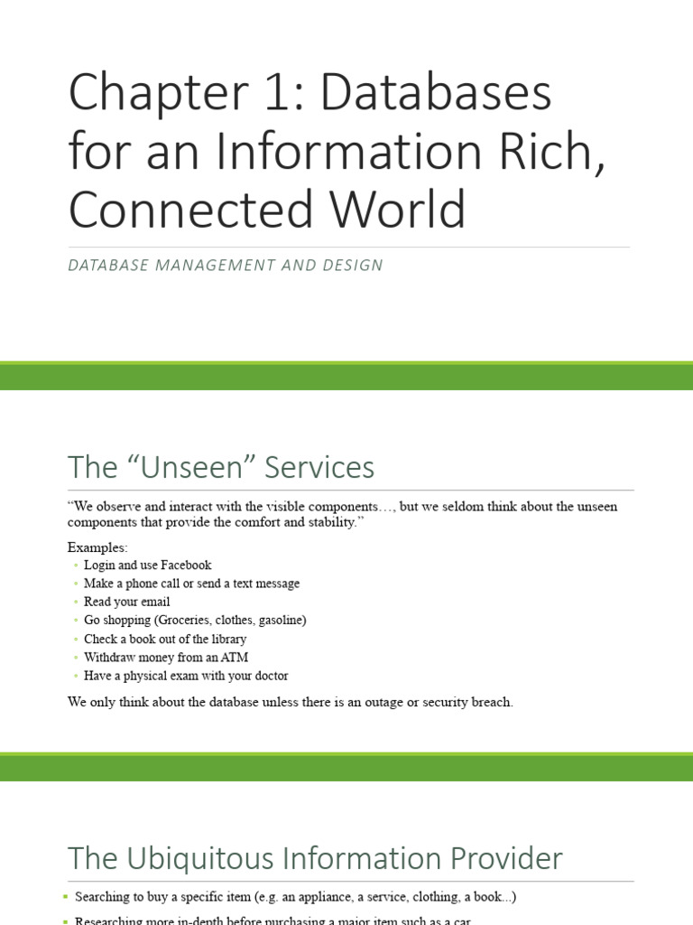 Chapter 1- Databases for an Information-Rich and Connected World 2 | PDF | Databases | Data ...