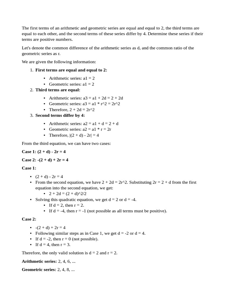 Gemini Solved Problem From Aritmetic and Geometric Series | PDF ...