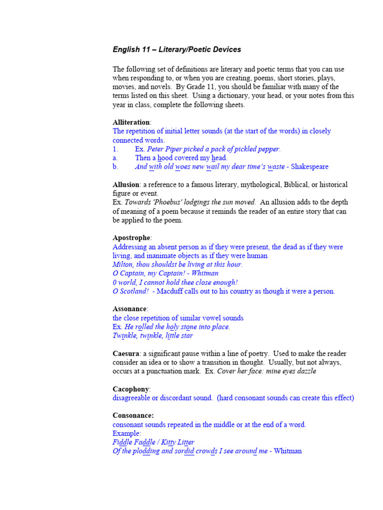 Literary and Poetic Devices Guide | PDF | Poetry | Sonnets