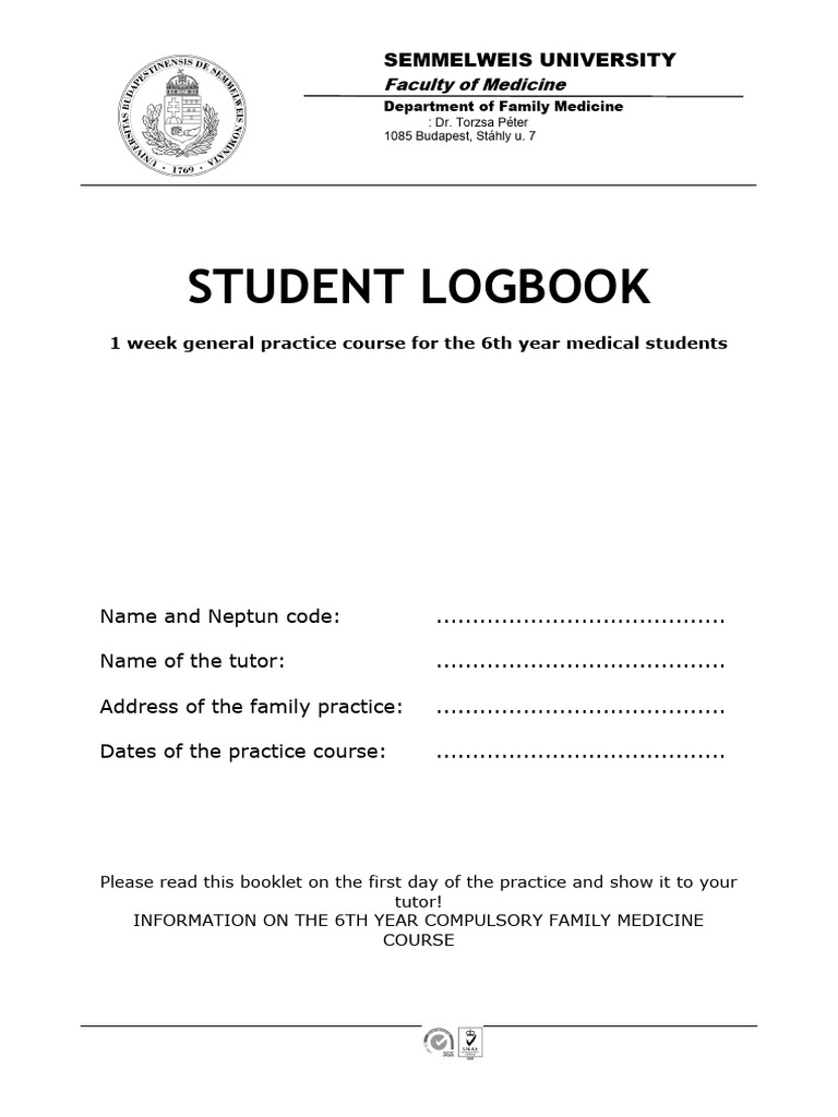 6th Year Family Medicine Course Logbook | PDF | Medicine | Medical School