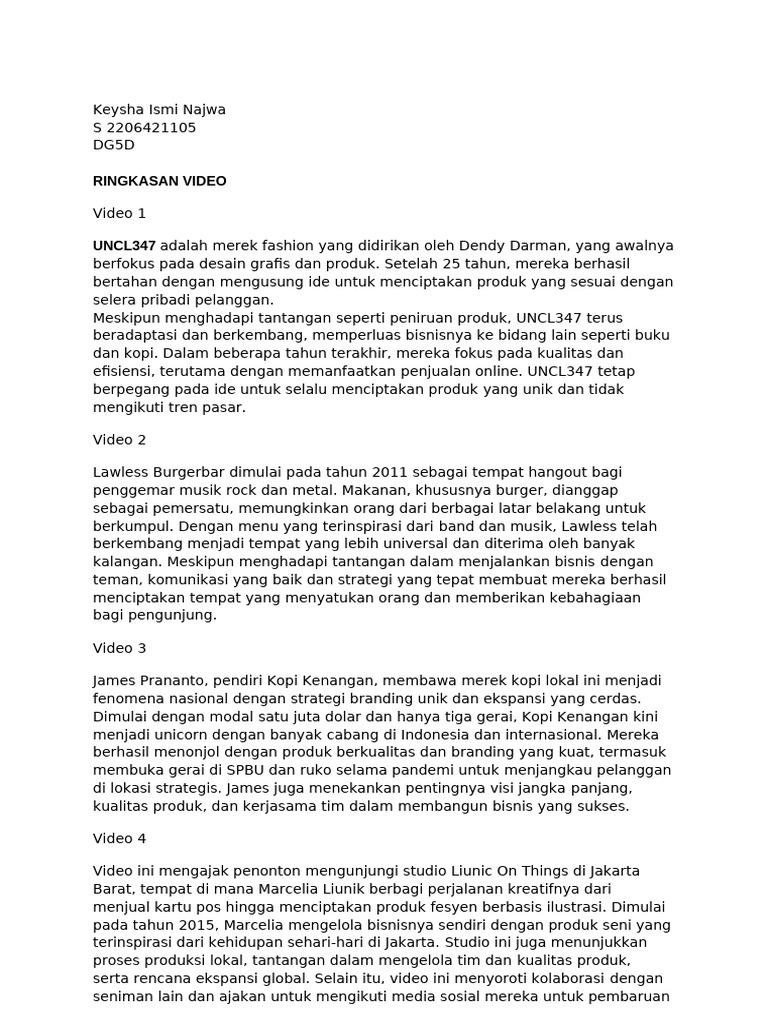 Tugas 4 - Ringkasan Video | PDF