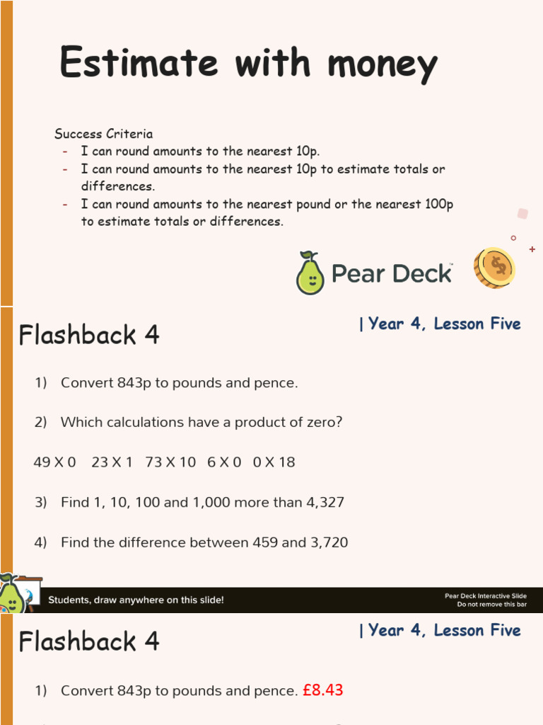 Estimate With Money - Lesson Four | PDF