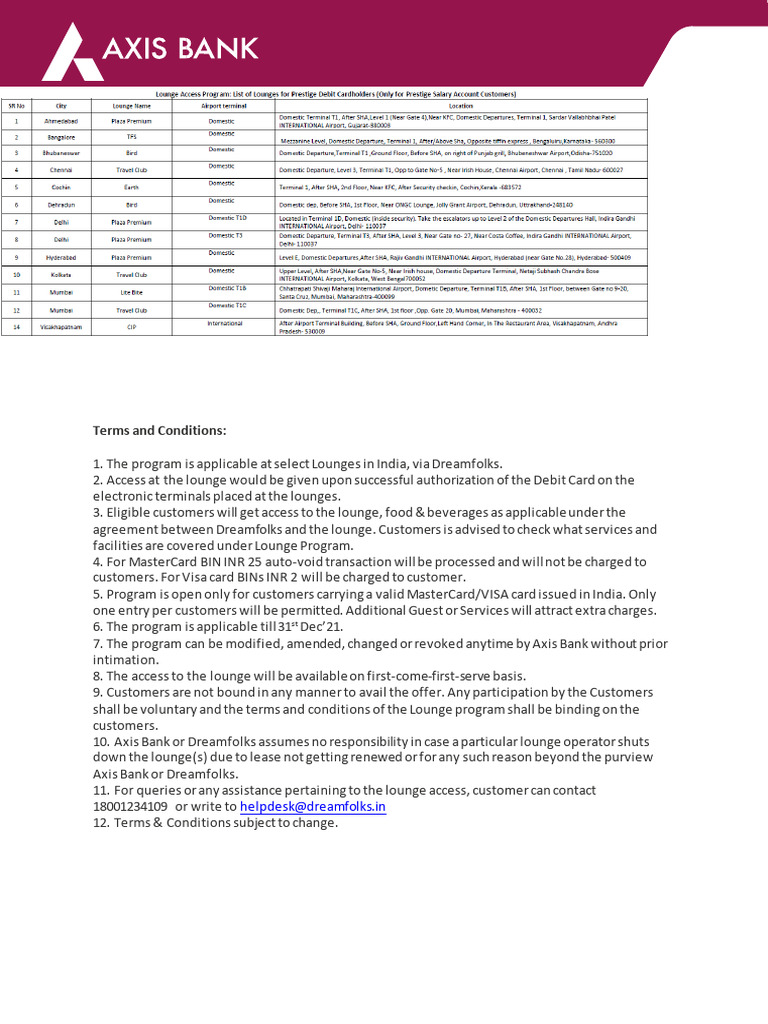 Lounge Access Sheet Prestige | PDF