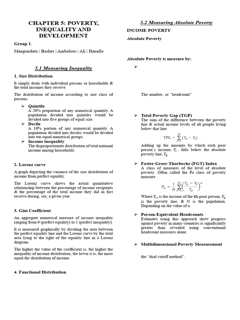 Group 1 Chapter 5 Summary - 011912 | PDF | Poverty | Poverty & Homelessness