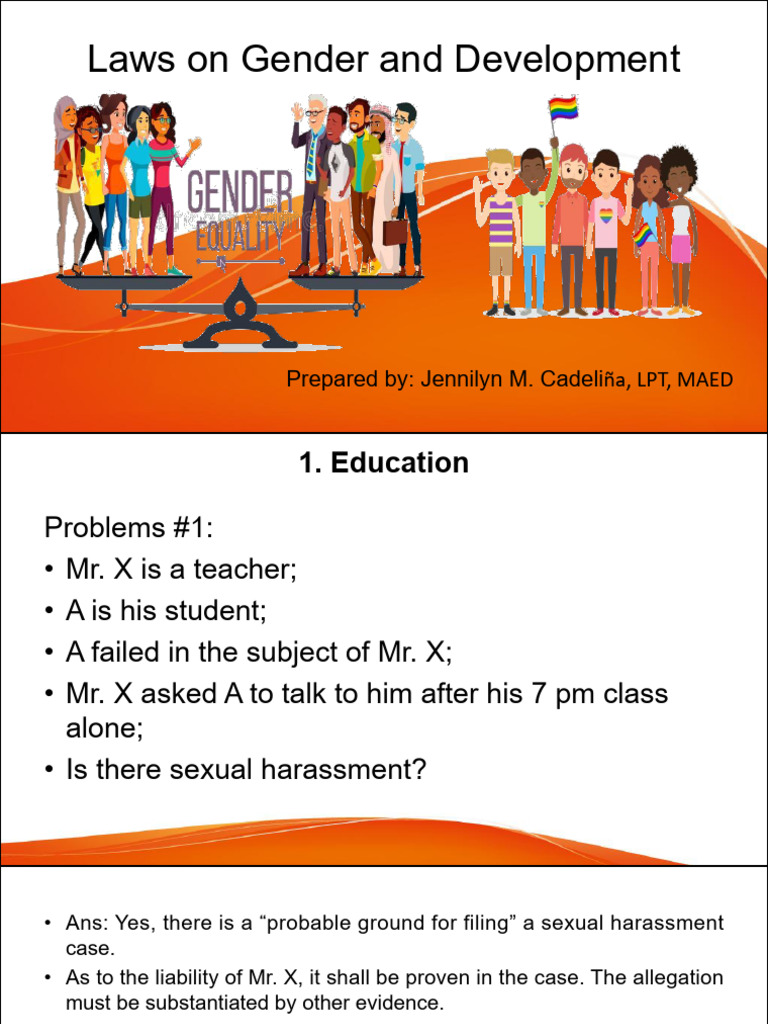 Gender and Development Laws Explained | PDF | Sexual Harassment ...