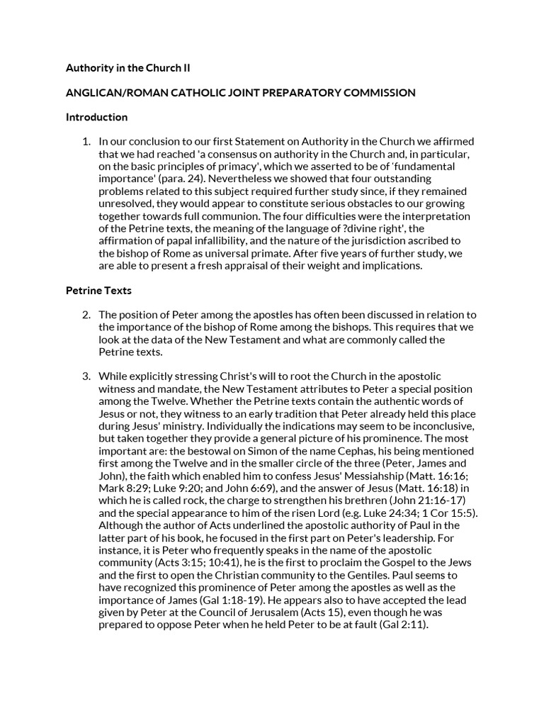 ARCIC I Authority in The Church II | PDF | Saint Peter | Catholic Church