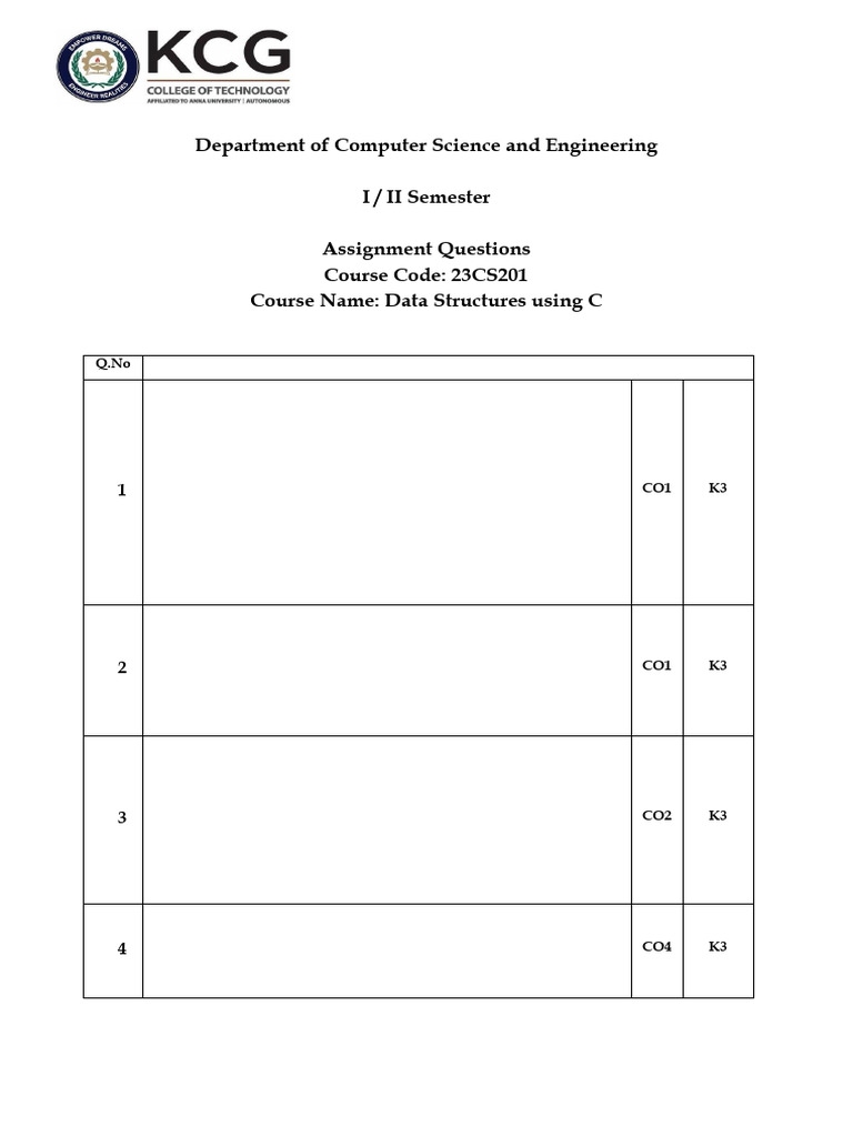 Assignment DS QP | PDF | Computing | Algorithms And Data Structures Assignment DS QP | PDF | Computing | Algorithms And Data Structures