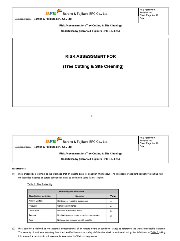 1. Risk Assessment for Tree Cutting - signed | PDF | Risk ...