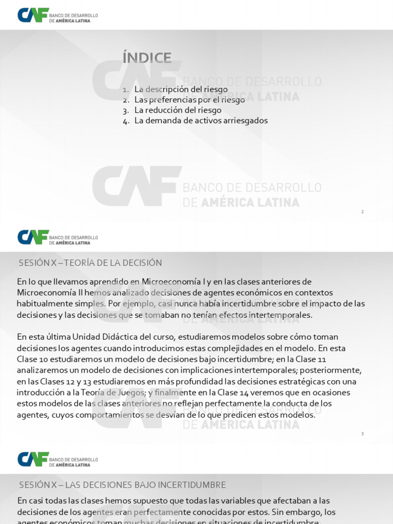 Las Decisiones Bajo Incertidumbre CAF | PDF | Aversión al riesgo | Incertidumbre