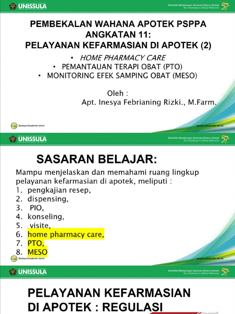 HPC,PTO,MESO-PEMBEKALAN APOTEK-PSPPA 11-MAHASISWA | PDF