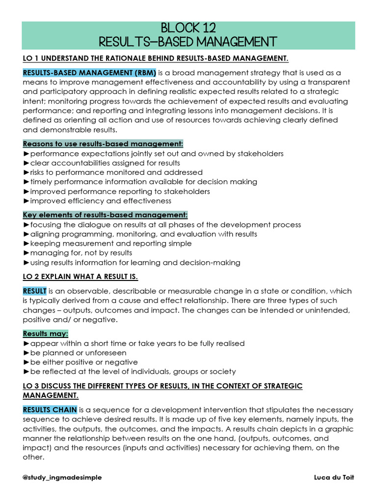 OBS 330 Block 12 Notes | PDF | Evaluation | Performance Indicator