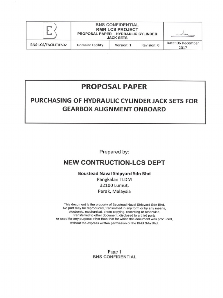 Req 414 Proposal Hydraulic Cylinder Jack - Platform | PDF