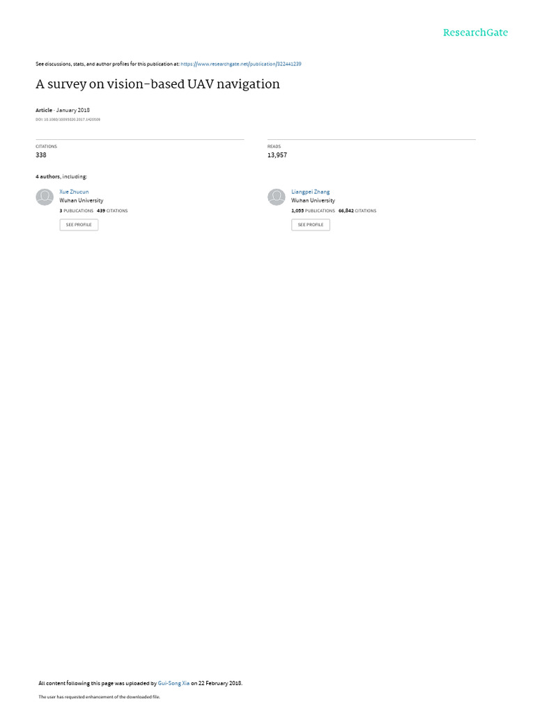 A Survey On Vision-Based UAV Navigation | PDF | Unmanned Aerial Vehicle | Computer Vision