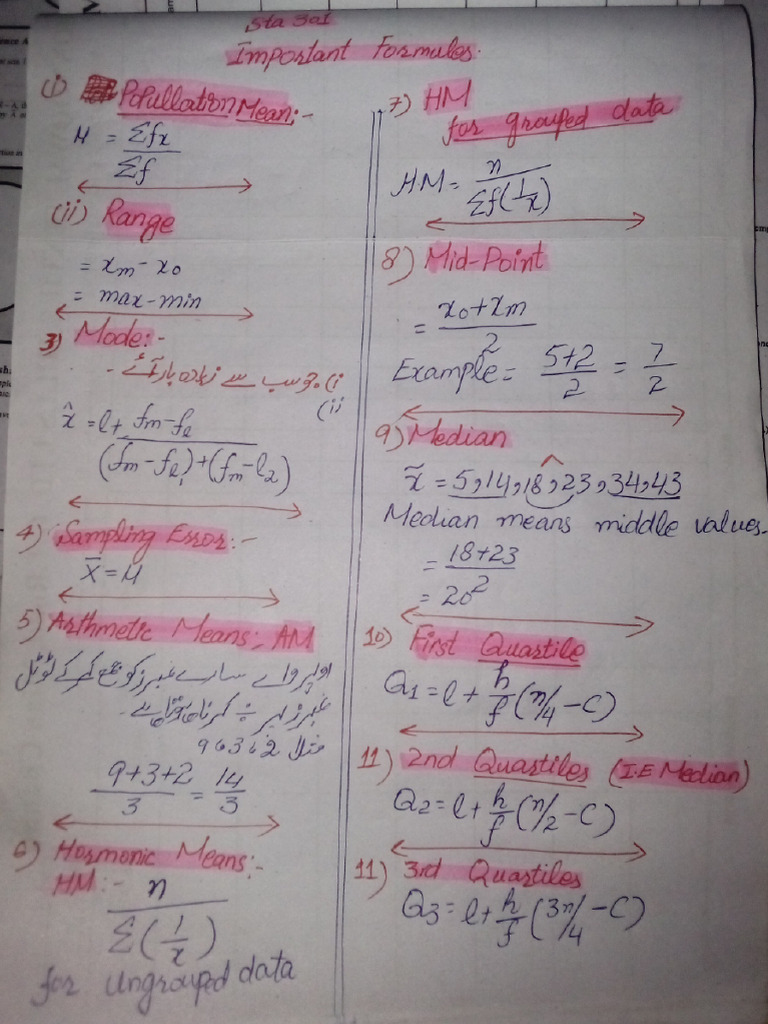 Sta301 Imp Formulas 1-22lectuers | PDF