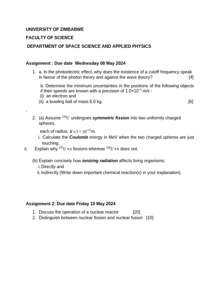 Space Science Assignment Overview | PDF