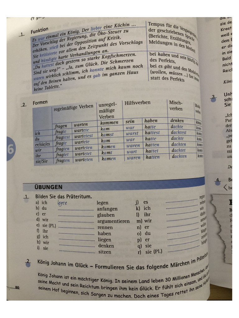 Zusatzübung Präteritum | PDF