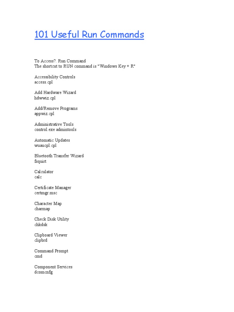 101 Run Commands | PDF | Technology & Engineering | Teaching Methods ...