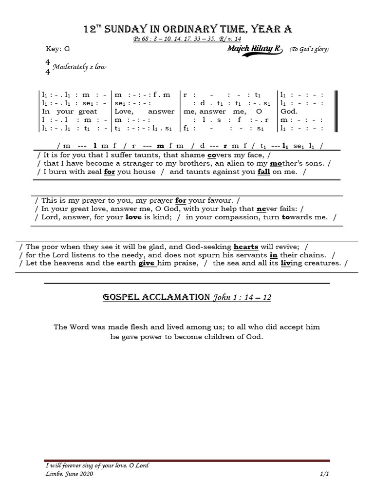 12th Sunday in Ordinary Time Year A | PDF