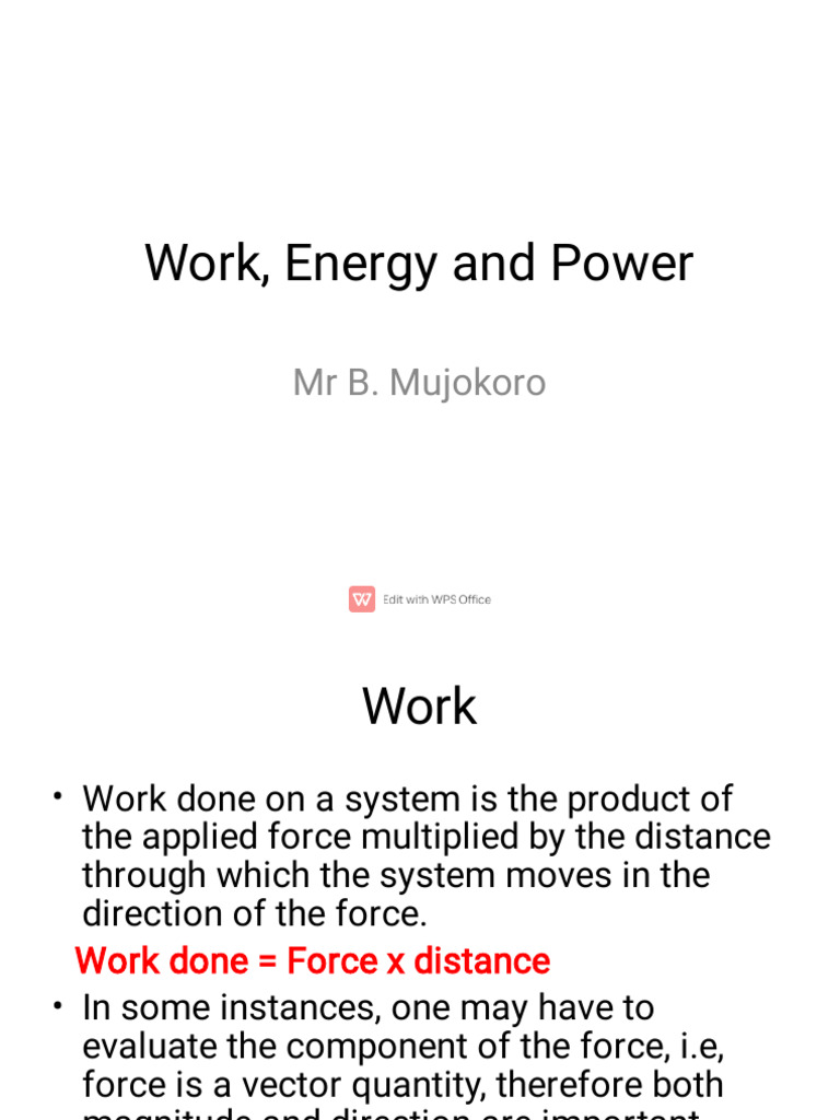 Work, Energy and Power | PDF | Force | Potential Energy