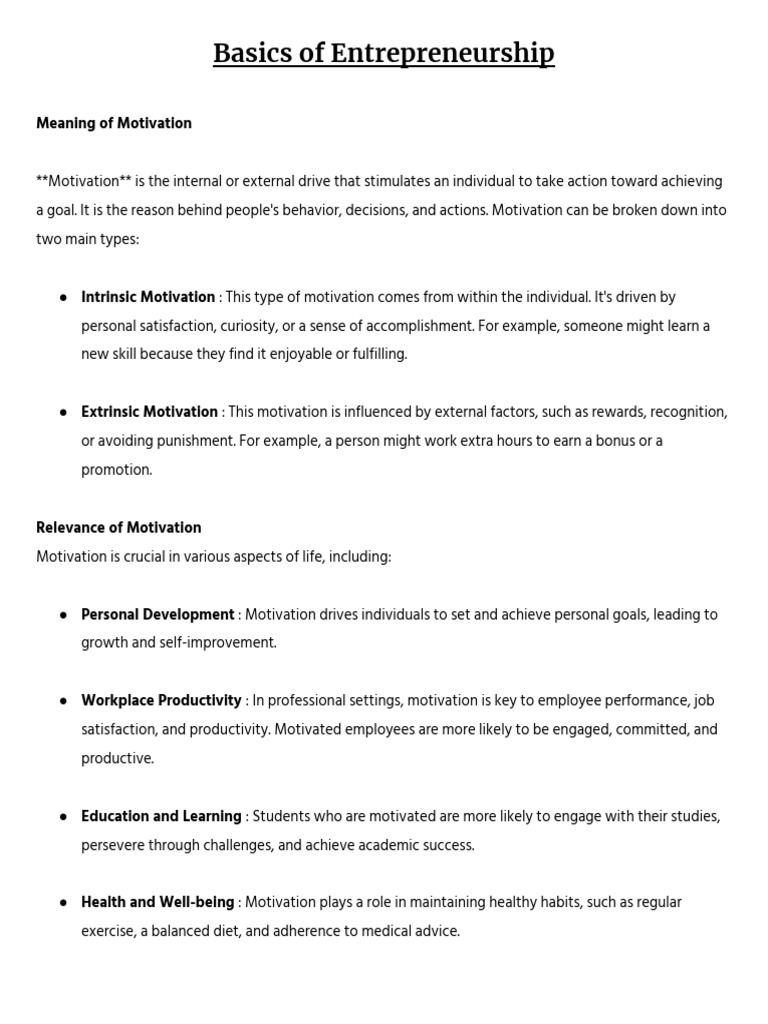 Understanding Motivation in Entrepreneurship | PDF | Motivation ...