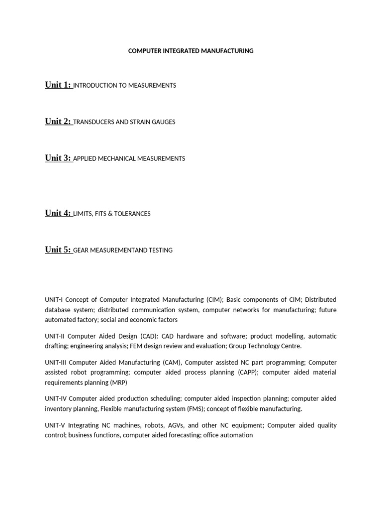 Computer Integrated Manufacturing | PDF