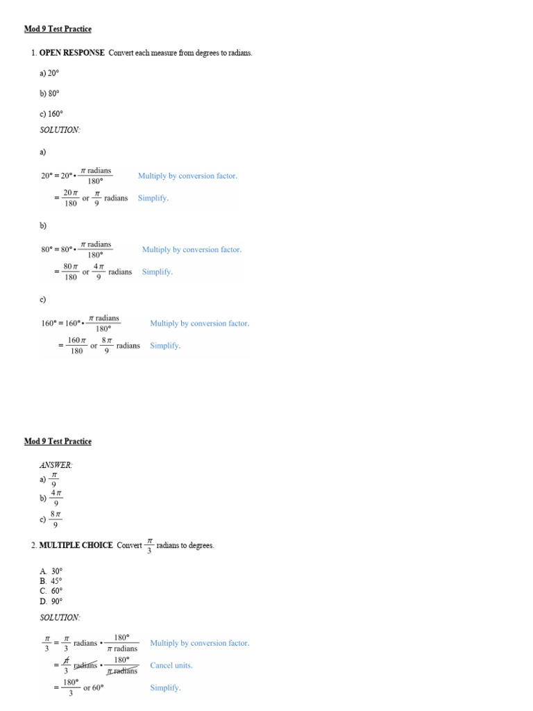Mod_9_Test_Practice | PDF | Trigonometric Functions | Mathematical Analysis