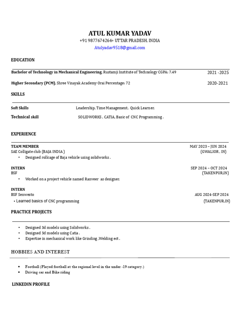 Atul Yadav Resume Edag 1 | PDF