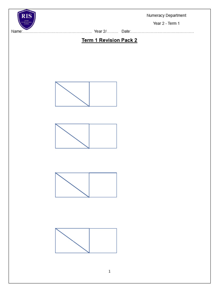 Revision Pack 2 Numeracy Term 1 | PDF