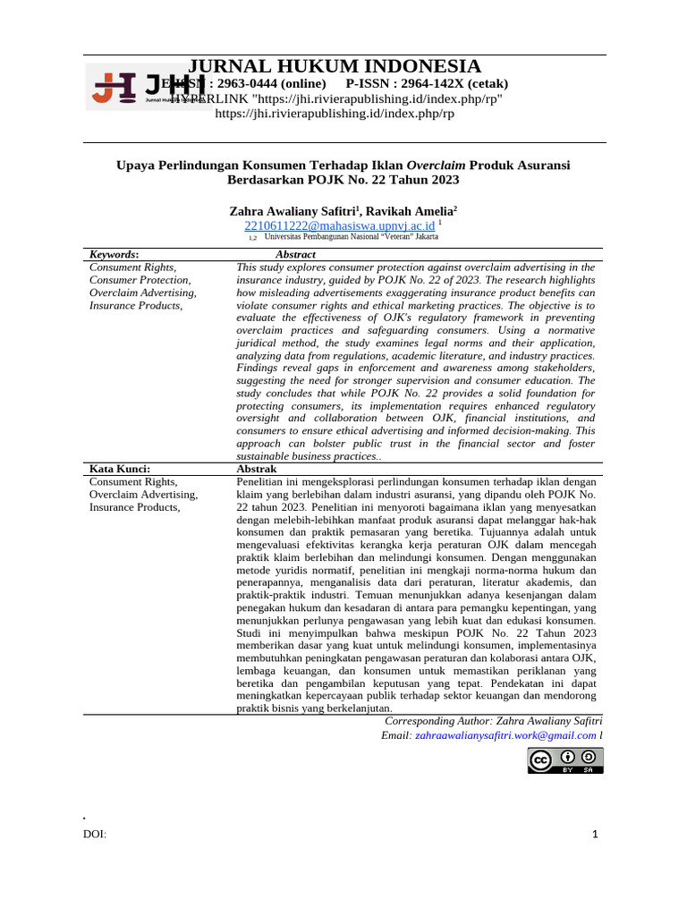 Naskah Final Upaya Perlindungan Konsumen Terhadap Iklan Overclaim ...