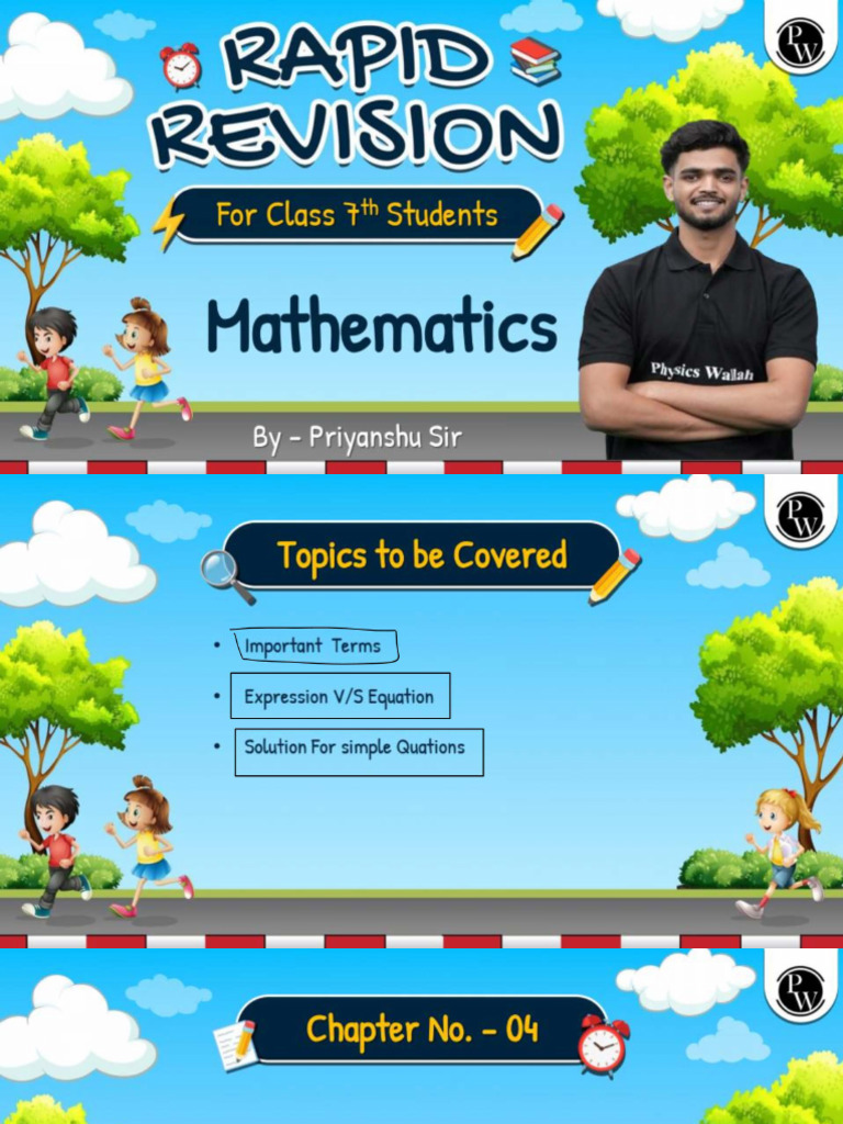 Simple Equation - Class Notes - Rapid Revision For Class 7th | PDF