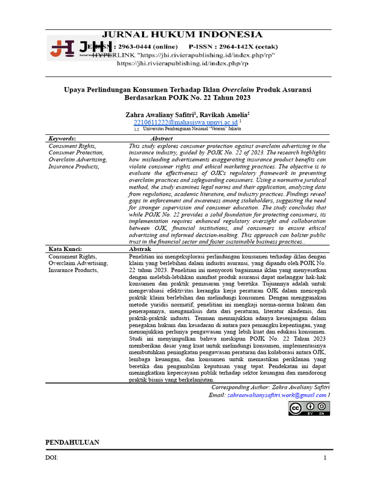 Naskah Final Upaya Perlindungan Konsumen Terhadap Iklan Overclaim ...