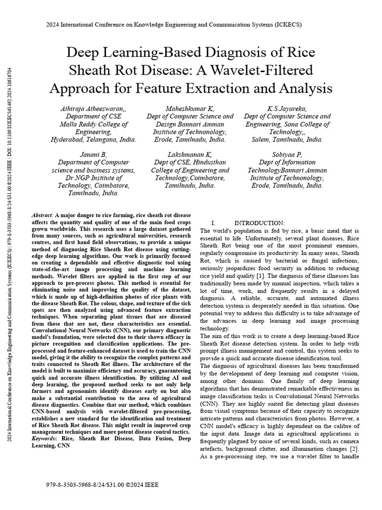 Deep Learning for Rice Sheath Rot Diagnosis | PDF | Deep Learning ...