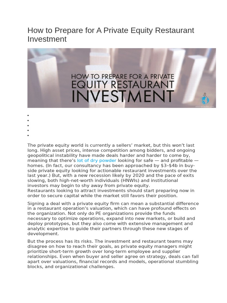 How To Prepare For A Private Equity Restaurant Investment | PDF ...