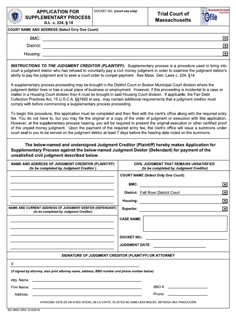 Application For Supplementary Process | PDF