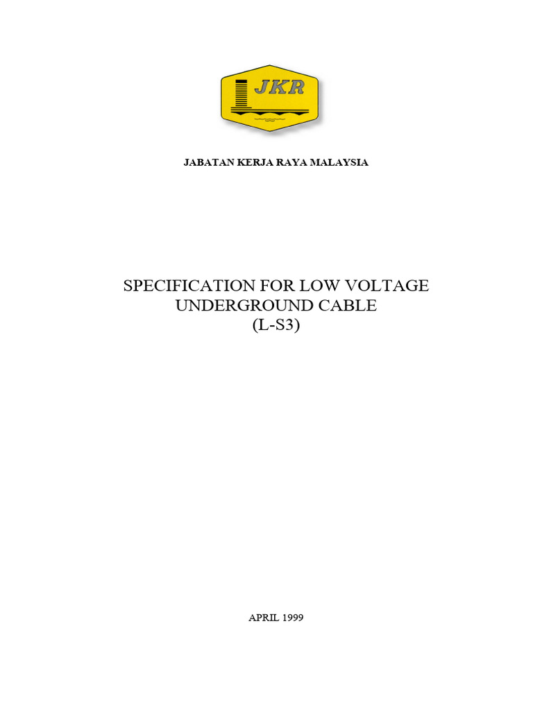 Specification For Low Voltage Underground Cable - JKR Spec | PDF | Insulator (Electricity ...