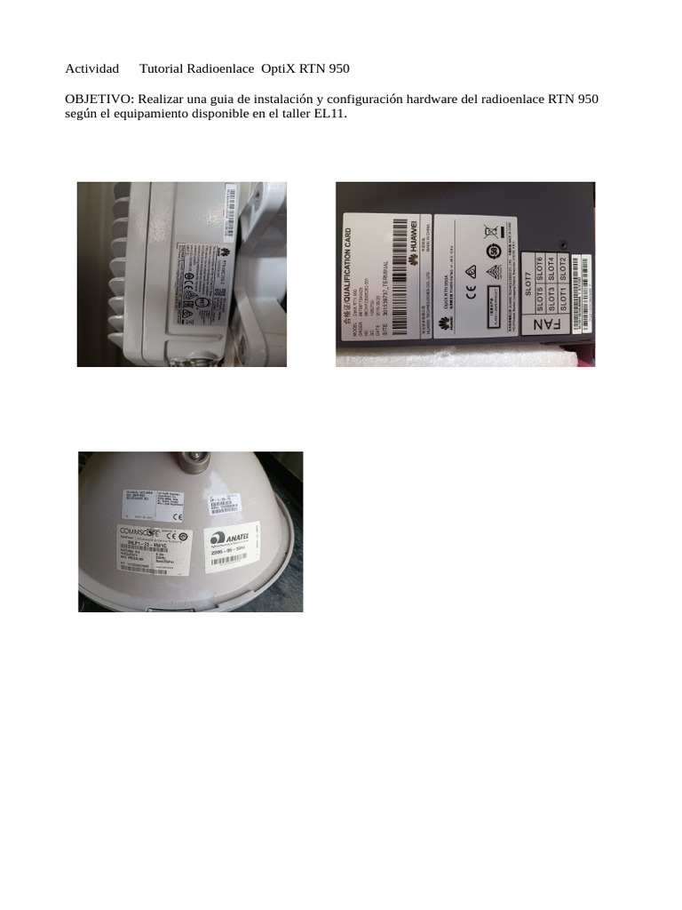 Actividad RadioenlaceOptiX RTN 950 | PDF