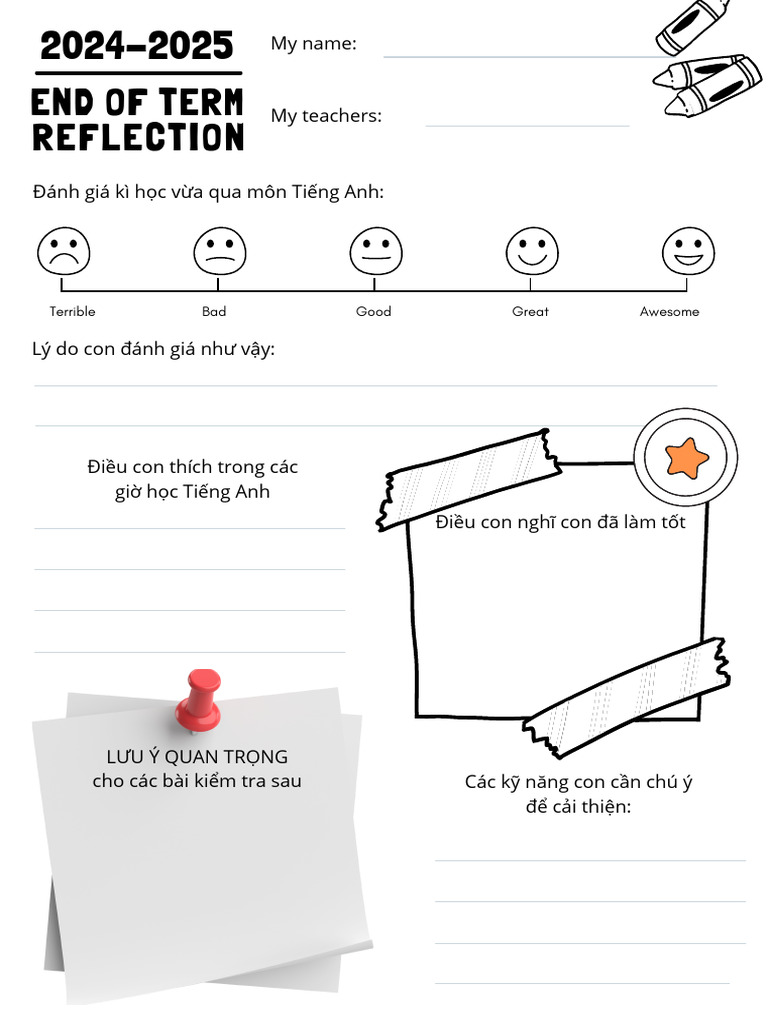Aqua End of Year Student Reflection Worksheet | PDF