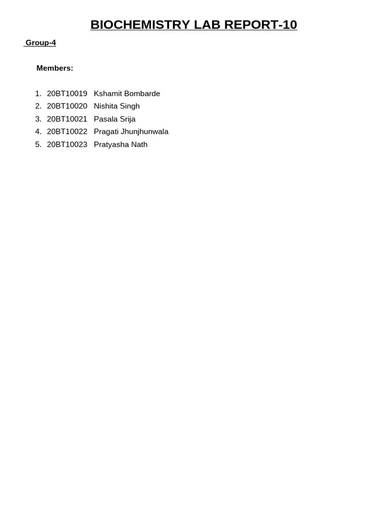 Biochemistry Lab Report-10 | PDF