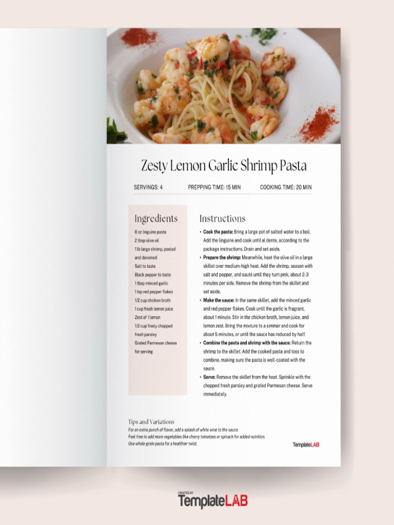 Zesty Lemon Garlic Shrimp Pasta | PDF