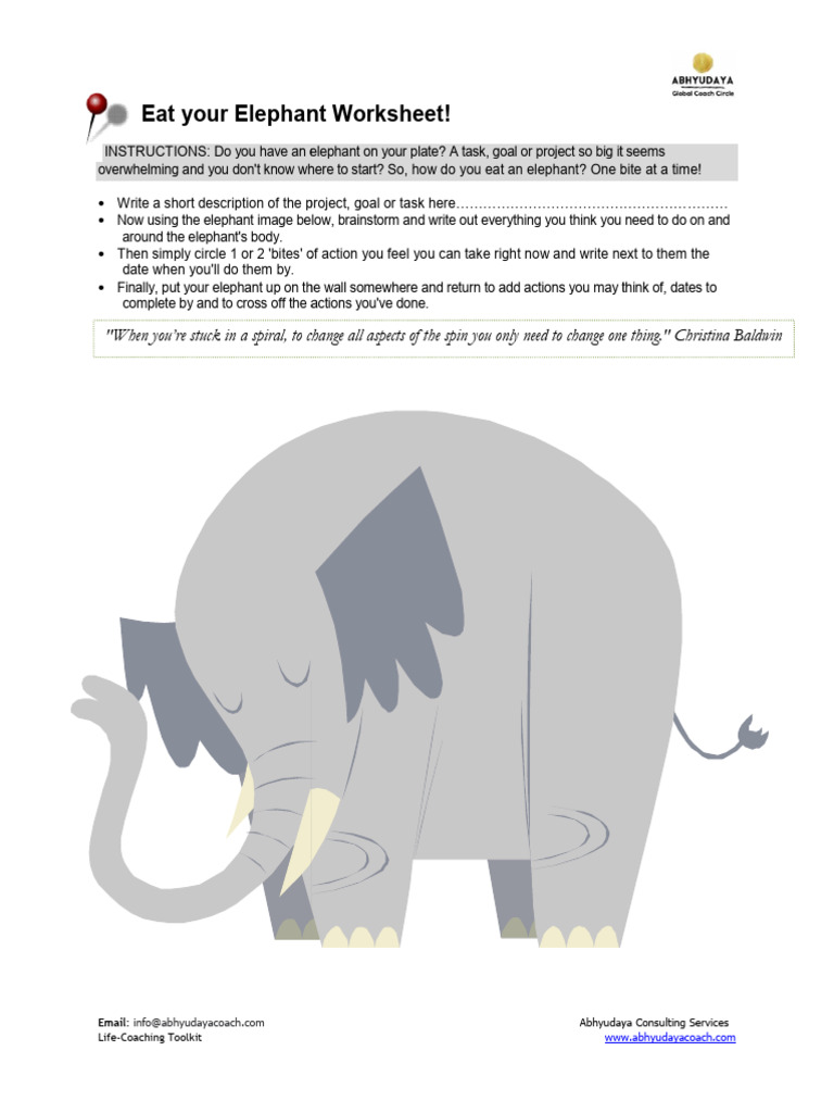 AbhyudayaTools Eat Your Elephant Worksheet - PDF Namita | PDF