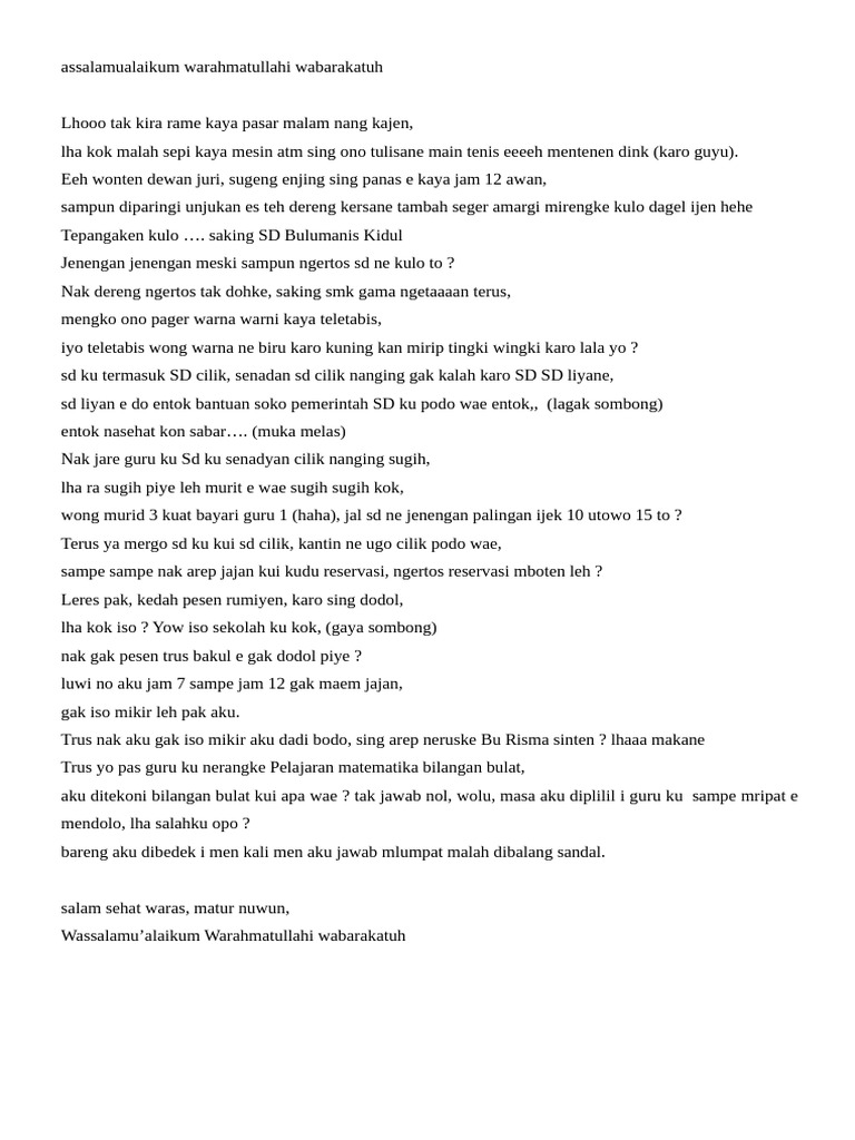 Humor dan Kehidupan di SD Bulumanis Kidul | PDF