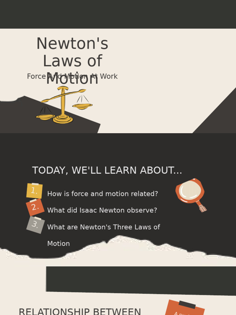 Newton's Laws of Motion at Work Science Presentation in Beige Charcoal Hand Drawn Style | PDF ...