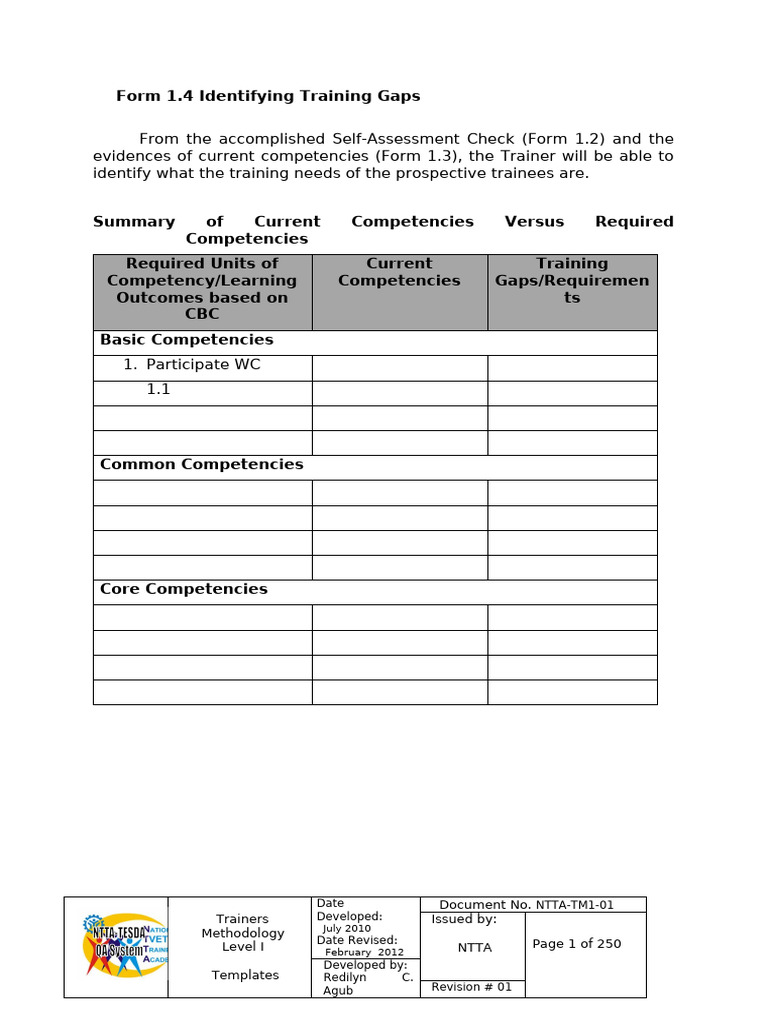 Form-1.4-Identifying-Training-Gaps | PDF