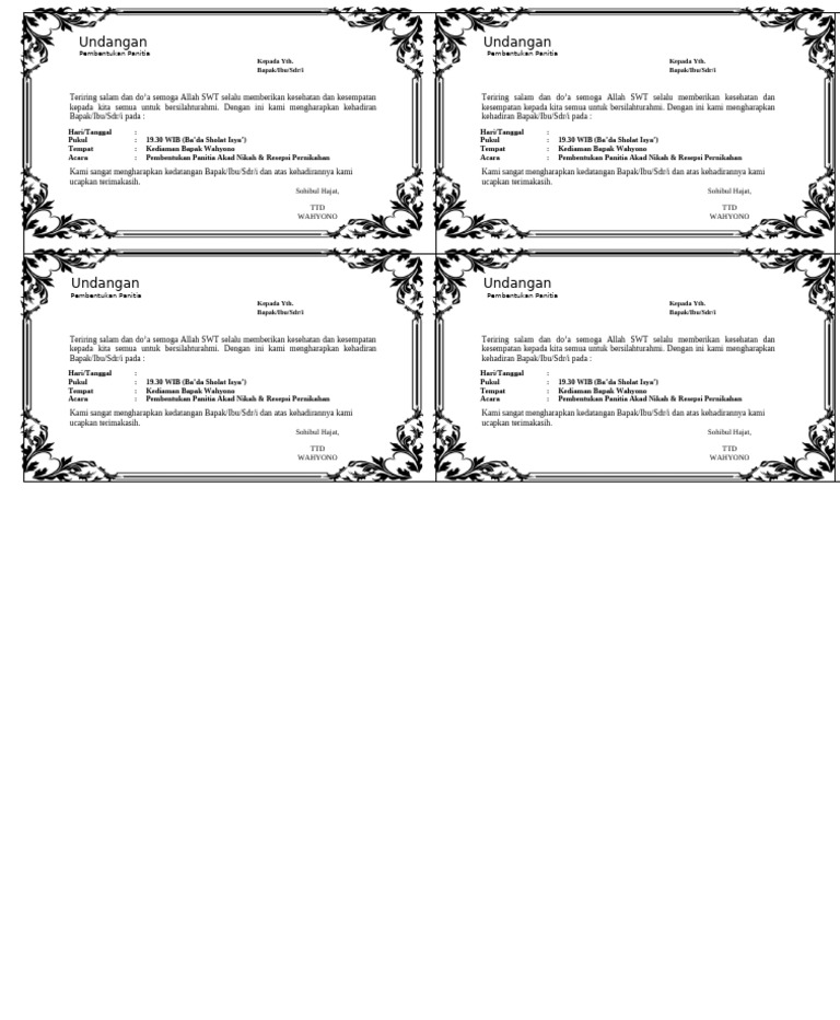 Undangan Panitia kertas bagi 4 | PDF