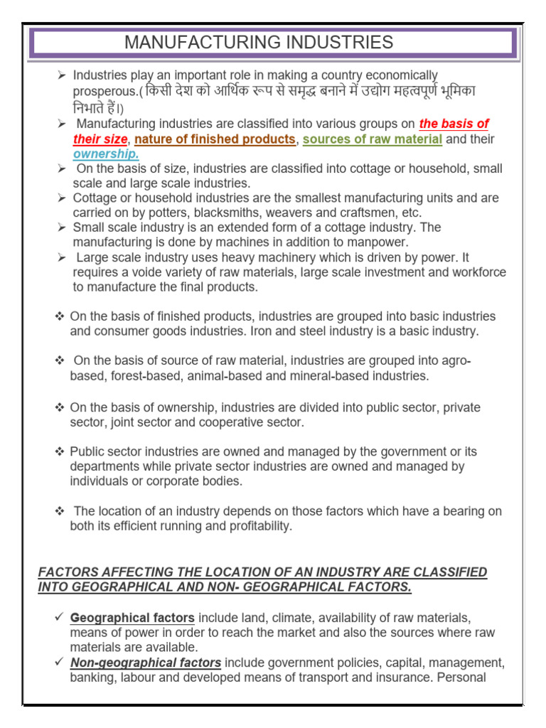 Manufacturing Industry Ckass 8 | PDF | Economies