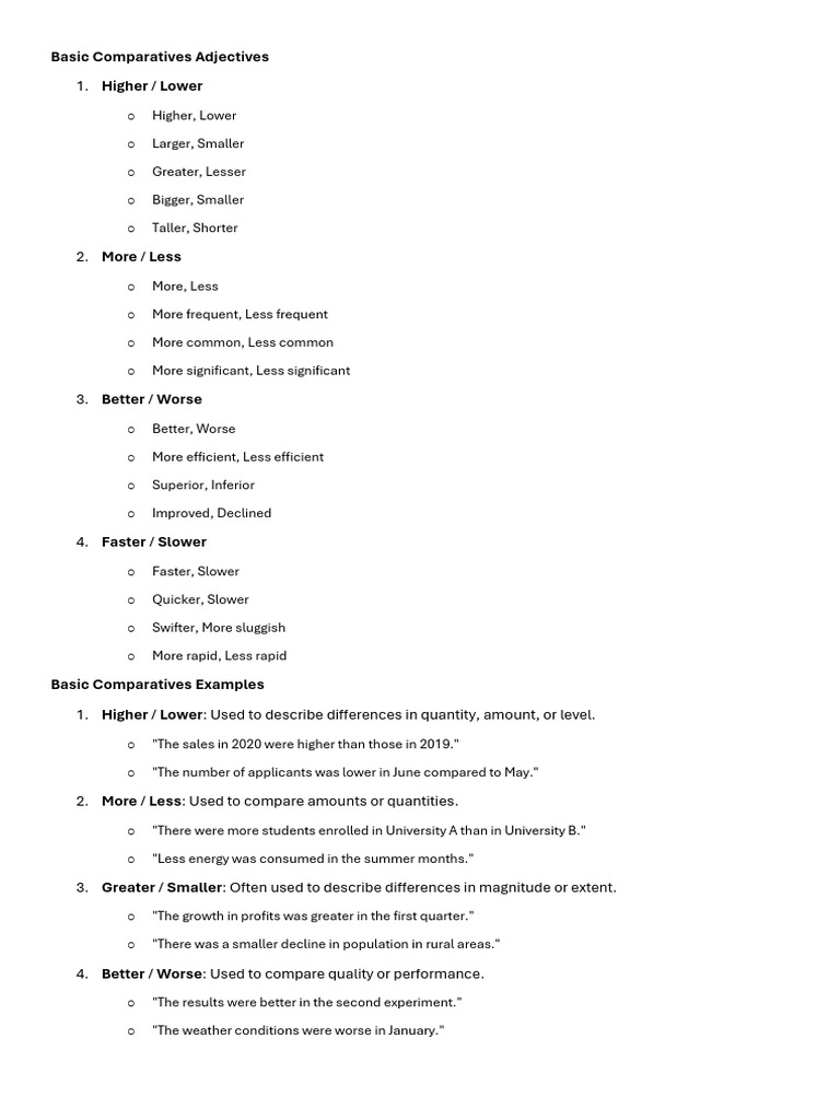Ielts Comparatives Adjectives Pdf Percentage Economies