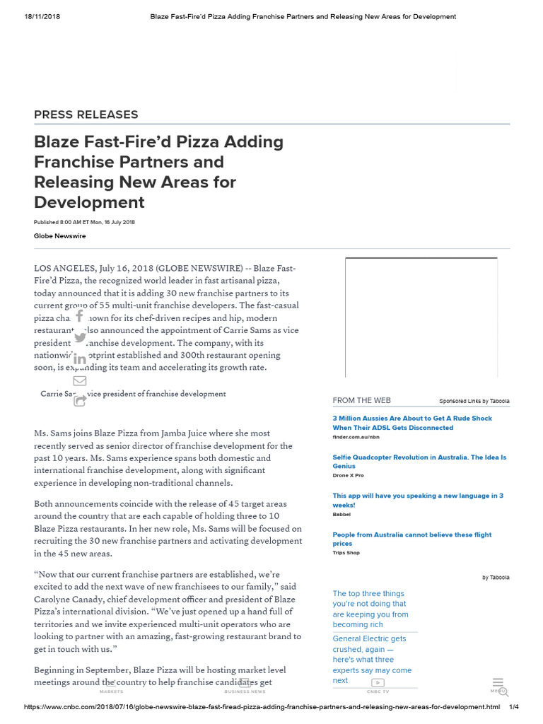 Blaze Fast-Fire’d Pizza Adding Franchise Partners and Releasing New ...
