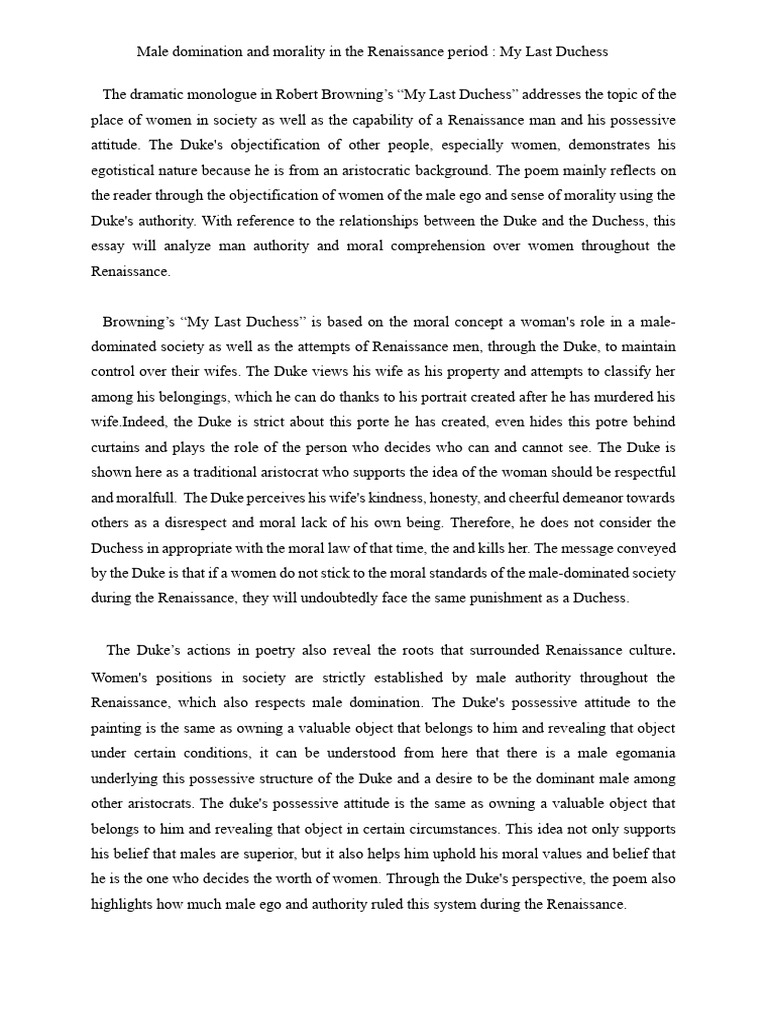 My Last Duchess Final Version | PDF | Morality | Social Psychology